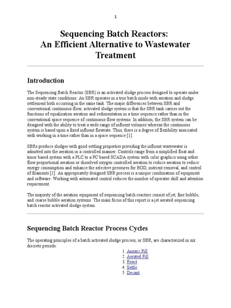 Sequencing Batch Reactors: An Efficient Alternative To Wastewater ...