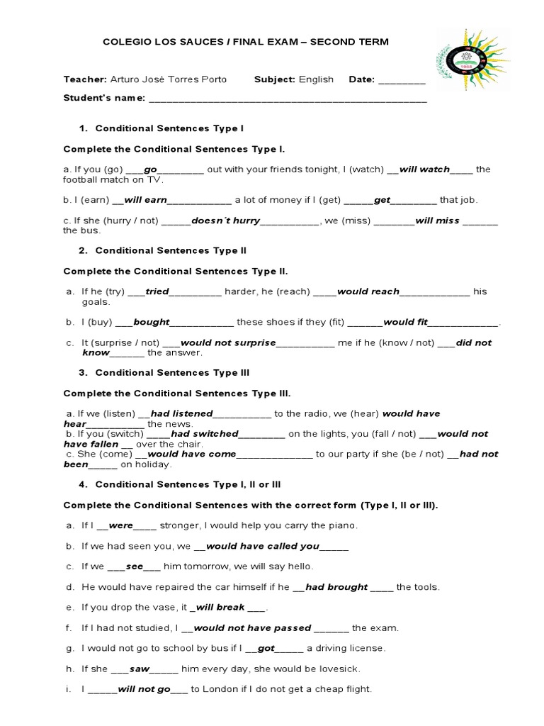 9th Grade - Final Exam - Second Term | PDF