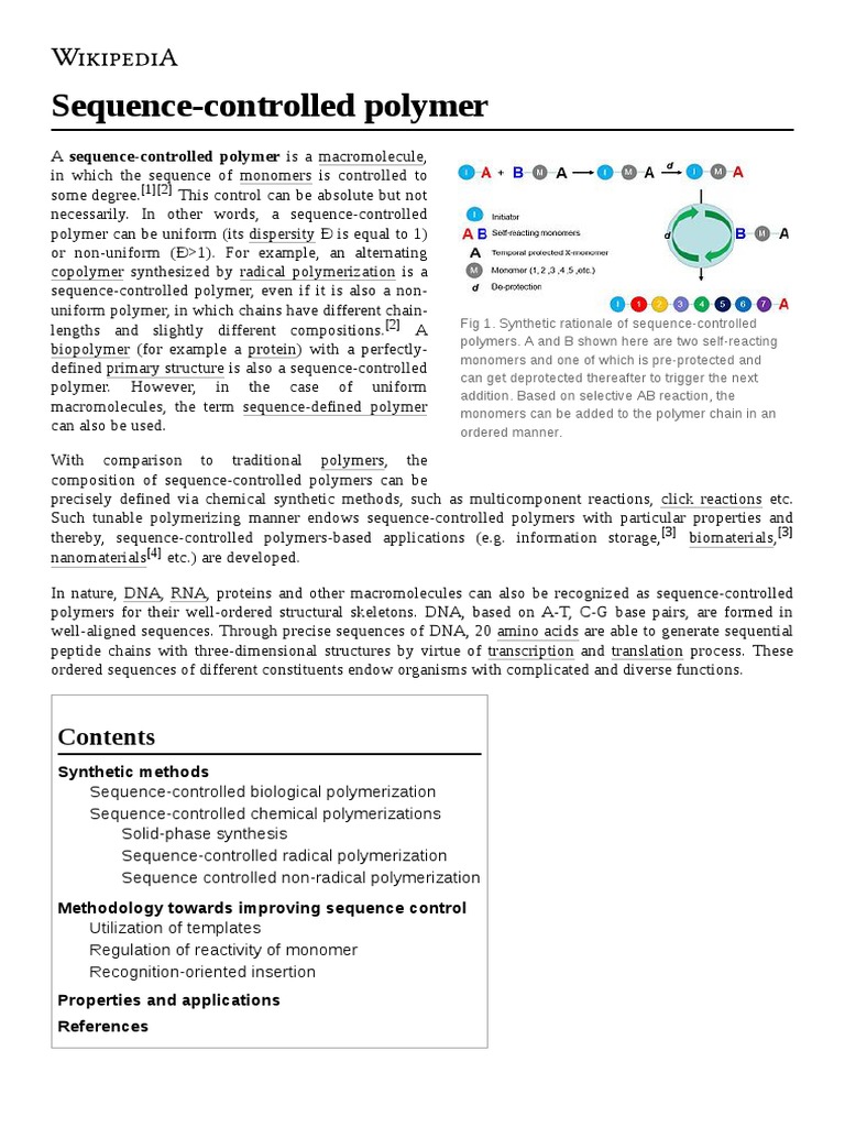 Sequence-Controlled Polymer | PDF | Materials Science | Molecular Biology