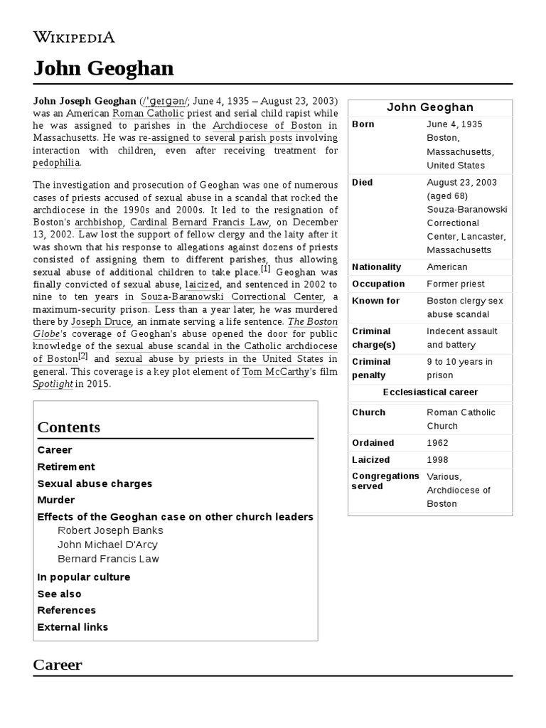 John Geoghan | PDF | Misconduct | Violence