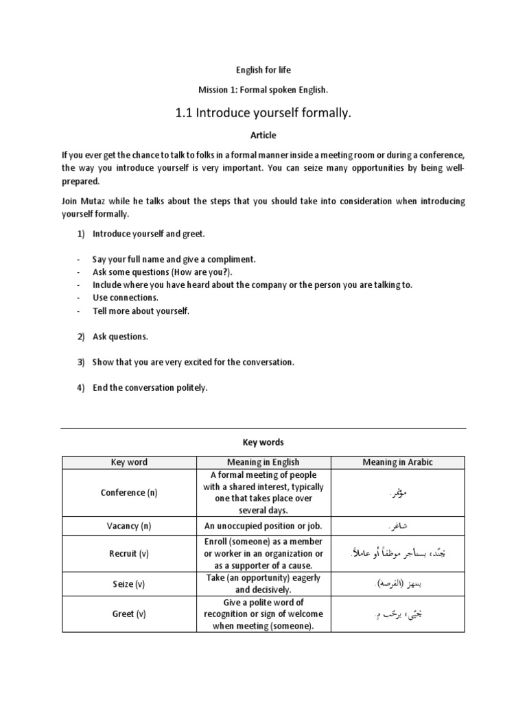 Lectureid-145 - 310405-Step 1.1 - Introduce Yourself Formally | PDF