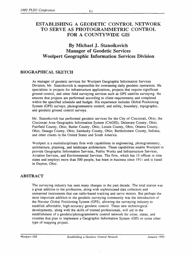 Establishing A Geodetic Control Network To Serve As Photogrammetr | PDF ...