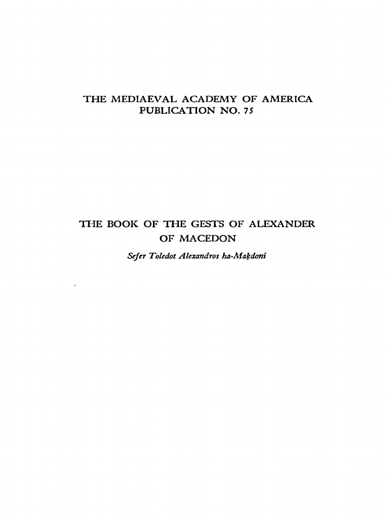 The Mediaeval Academy of America Publication No. 75: Sejer Toledot ...