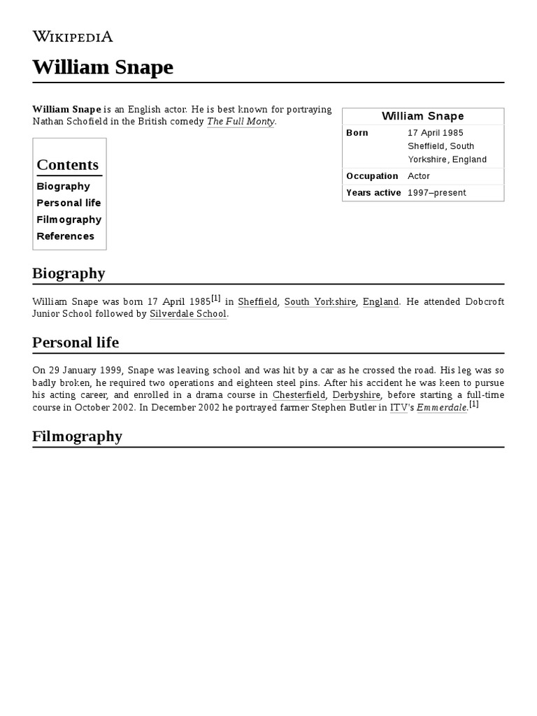 William Snape: William Snape Is An English Actor. He Is Best Known For ...