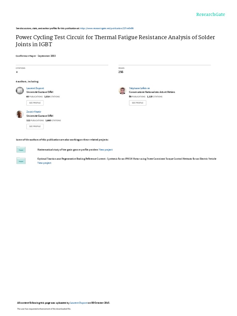 Power Cycling Test Circuit For Thermal Fatigue Resistance Analysis of ...