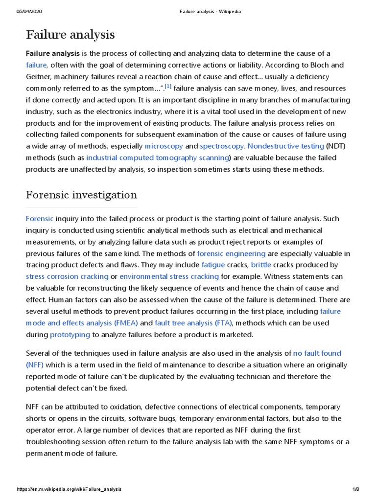 Failure Analysis - Wikipedia | PDF | Failure Analysis | Materials Science