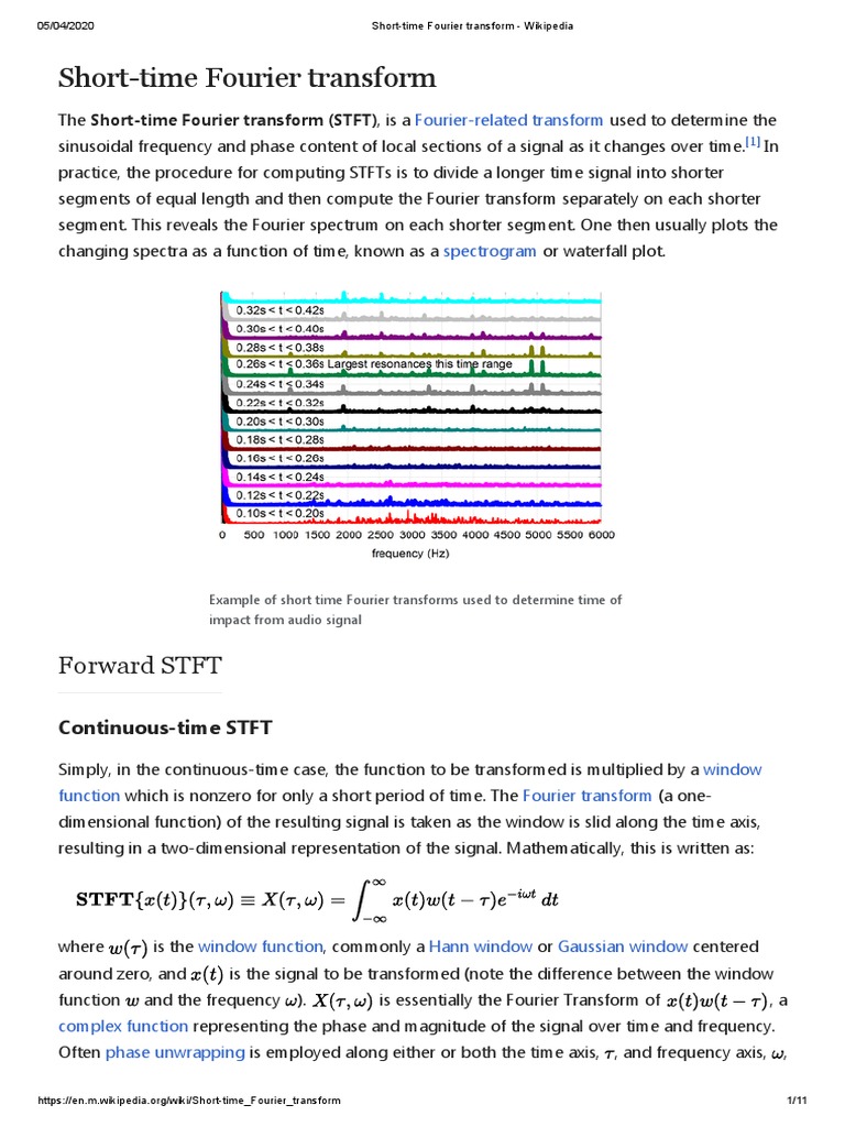 Short-Time Fourier Transform - Wikipedia | PDF | Functions And Mappings ...