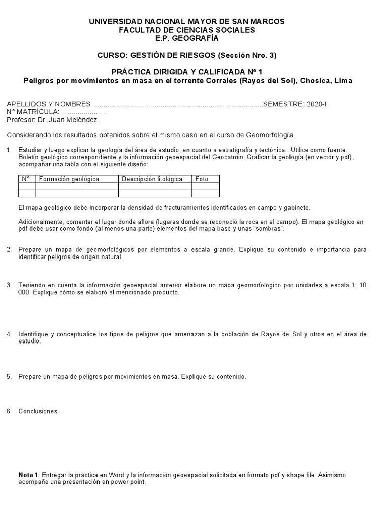 Pract Nro 1 Peligros | PDF | Mapa | Geomorfología