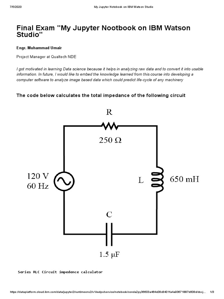 My Jupyter Notebook On IBM Watson Studio | PDF | Electrical Impedance | Capacitor