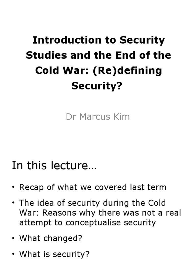 Lecture 1-Introduction To Security Studies | PDF | Securities | State ...