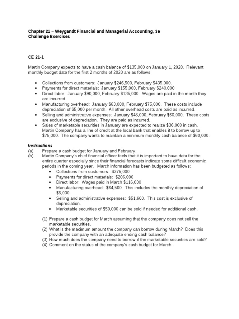 Chapter 21 - Weygandt Financial and Managerial Accounting, 3e Challenge ...
