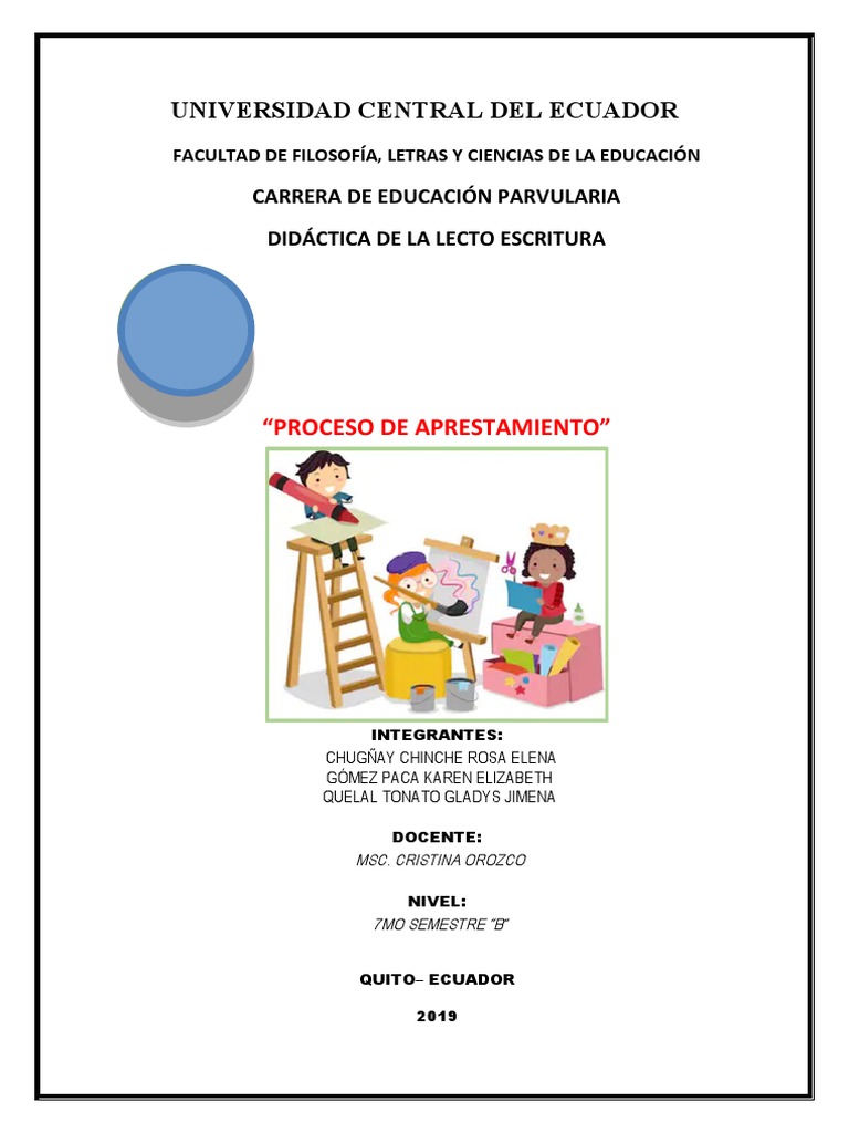 Proceso de Aprestamiento Escolar | PDF | Aprendizaje | Escritura