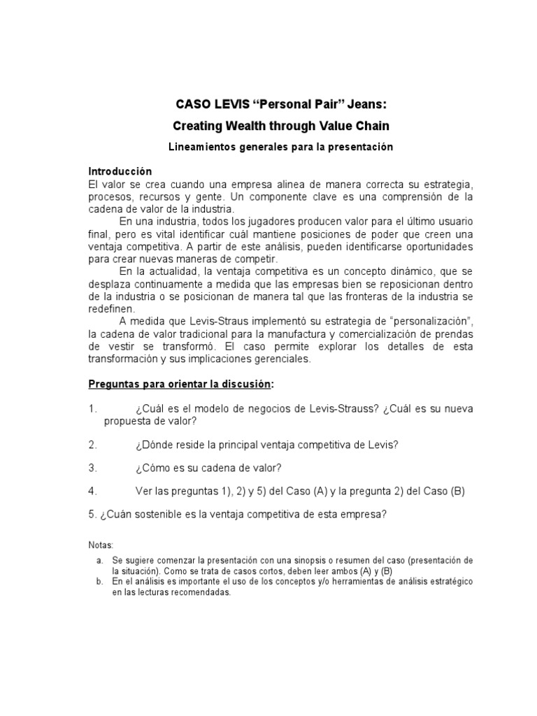 Preguntas Del Caso LEVIS | PDF