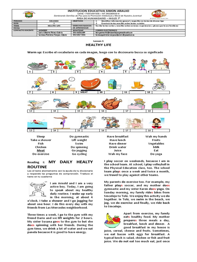Lesson 1 HEALTHY LIFE PDF | PDF | Lunch | Eating Behaviors Of Humans