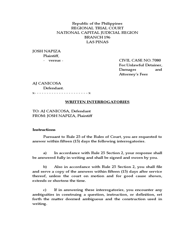 Written Interrogatories | PDF | Interrogatories | Lease