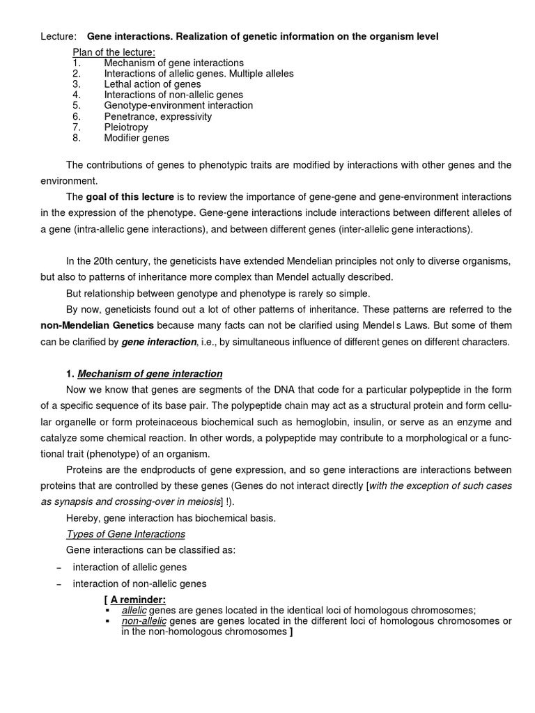 Gene Interactions in Genetics | PDF | Dominance (Genetics) | Allele
