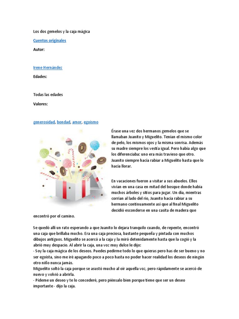 Los gemelos y la caja mágica | PDF