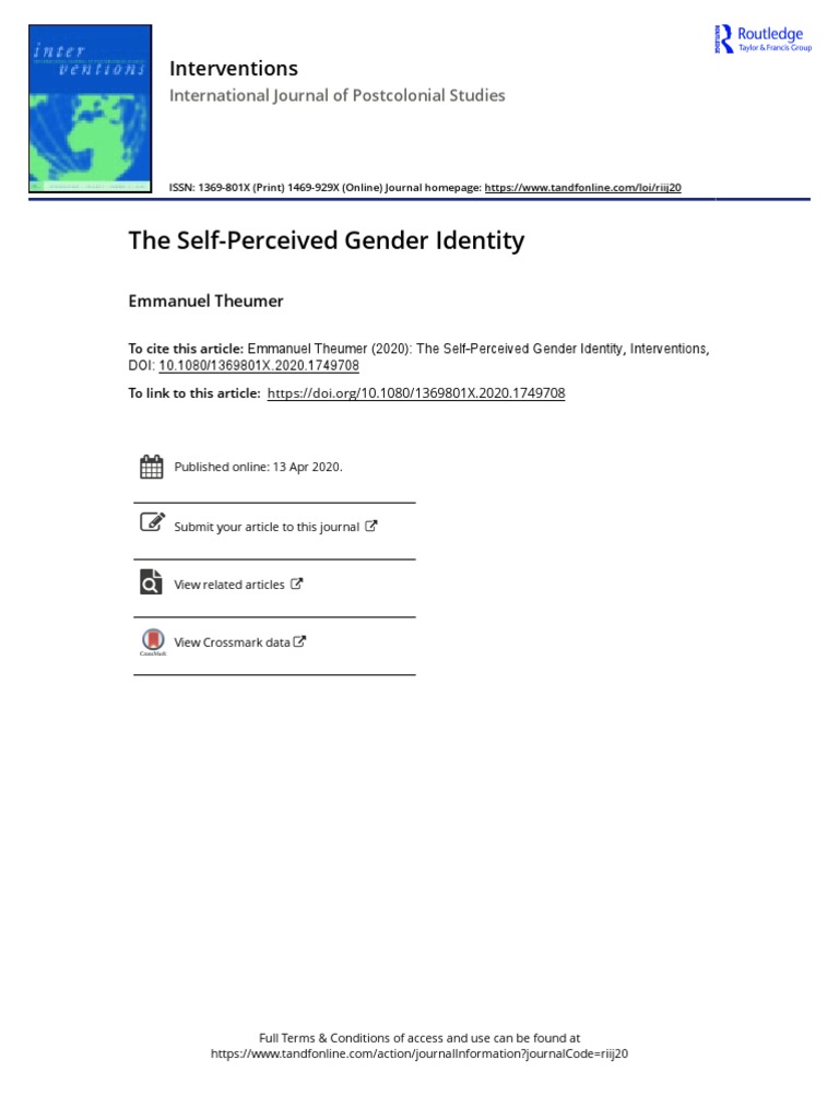 The Self-Perceived Gender Identity PDF | PDF | Transgender | LGBTQIA+ ...