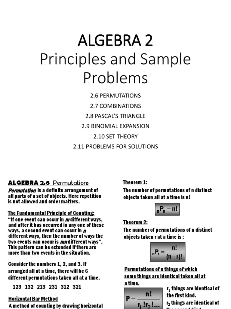 Algebra 2 Principles and Sample Problems | PDF | Mathematical Concepts ...
