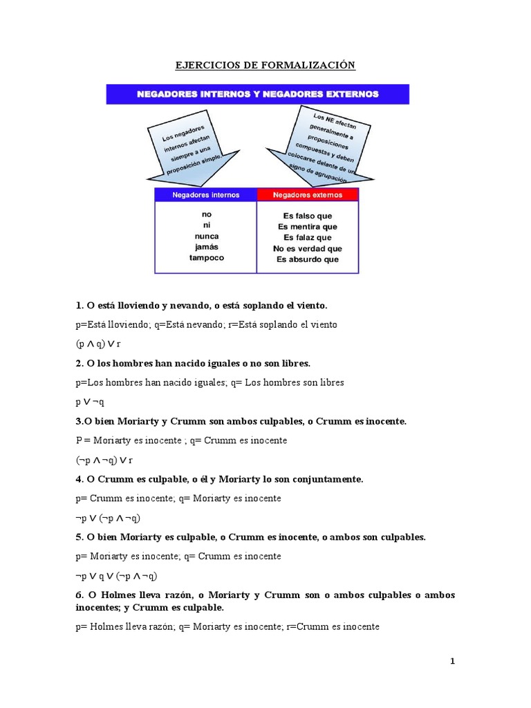 Ejercicios de Formalización | PDF