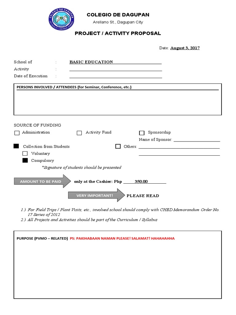 Activity Proposal | PDF | Business
