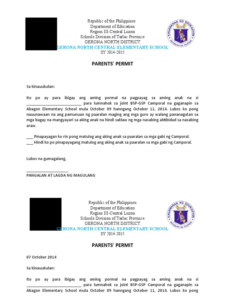 PARENTS Permit BSP | PDF