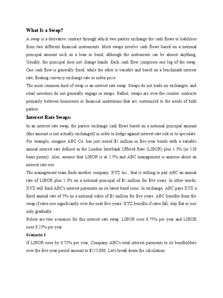 What Is A Swap Scenario 1 Pdf Swap Finance Credit Default Swap