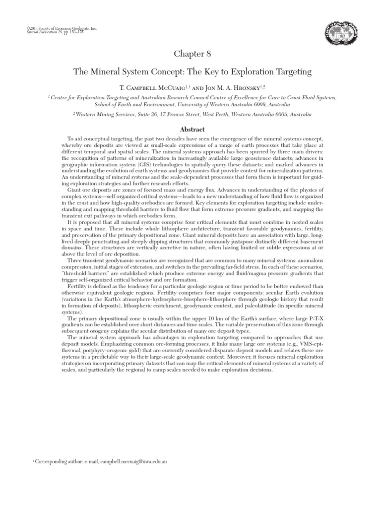 The Mineral System Concept The Key To Exploration Targeting | PDF ...