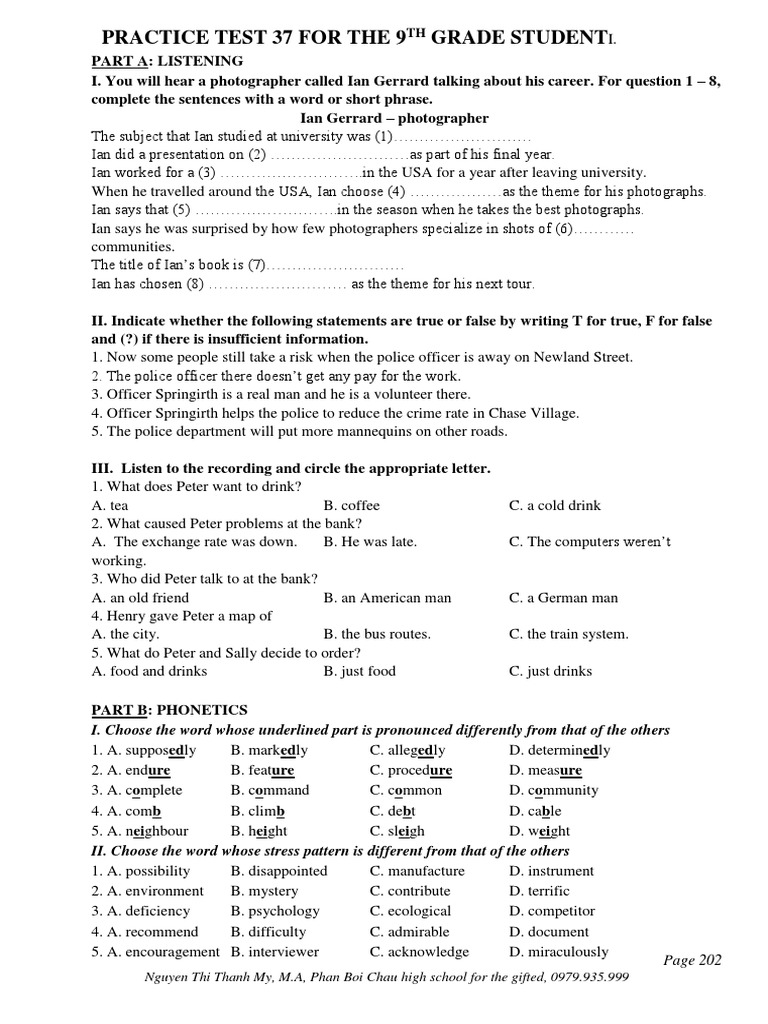 PRACTICE TEST 37 FOR THE 9TH GRADE STUDENT | PDF | Egyptian Pyramids ...