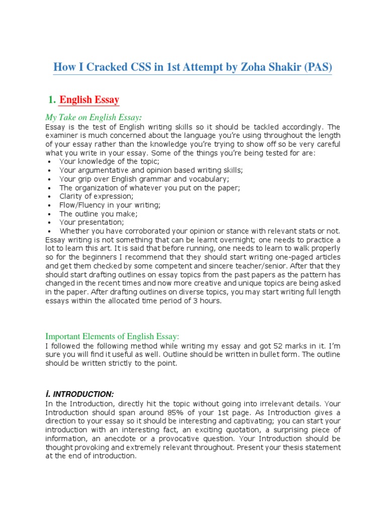 How I Cracked CSS in 1st Attempt by Zoha Shakir (PAS) : English Essay ...