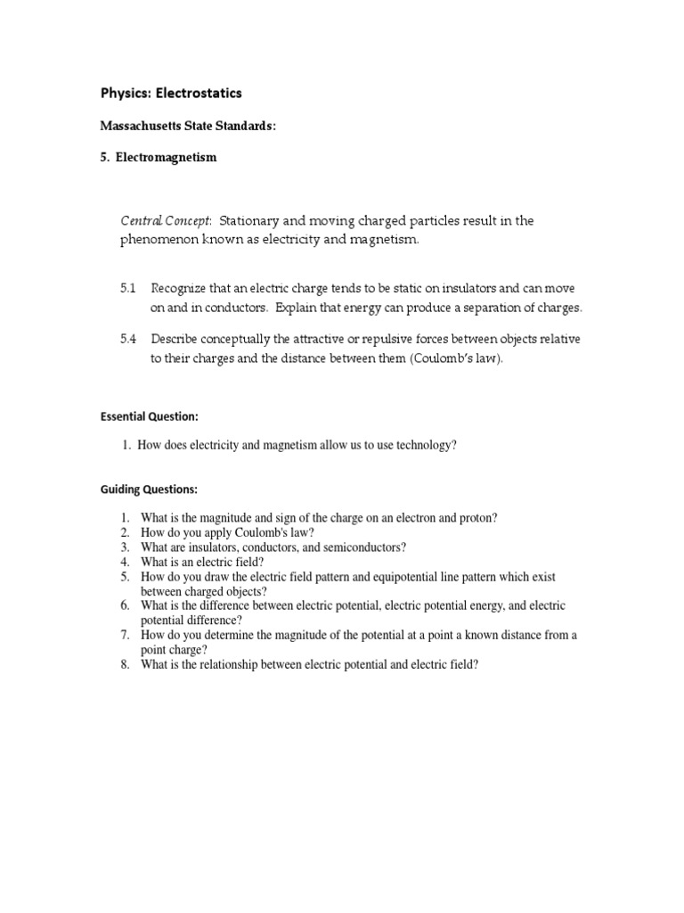 Understanding Electrostatics Concepts | PDF | Electric Charge ...