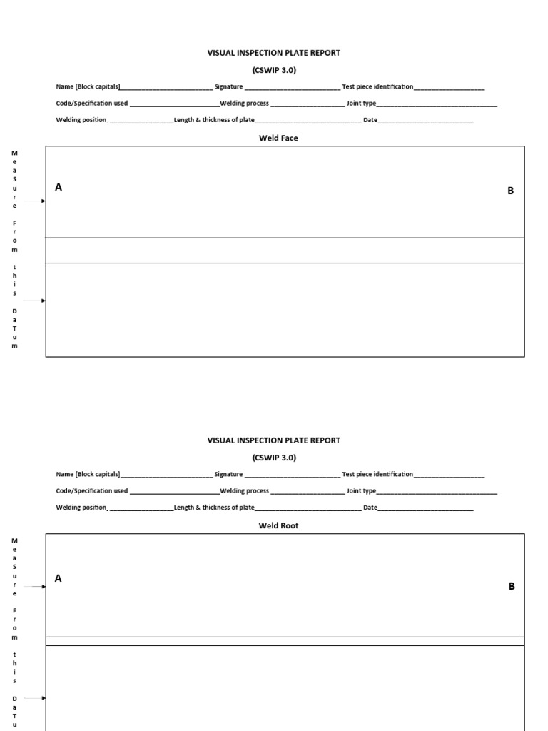 VIisual Welding Inspection Plate and Pipe Report | PDF | Pipe (Fluid ...