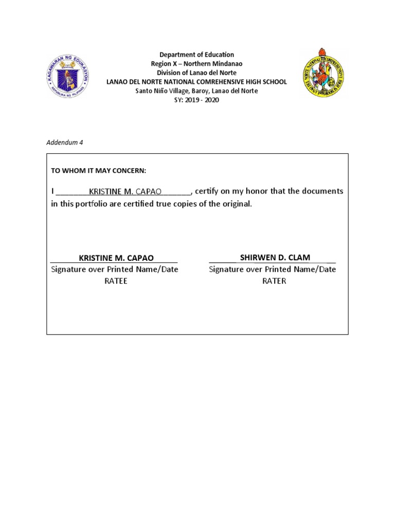 RPMS - Certification of Validity | PDF