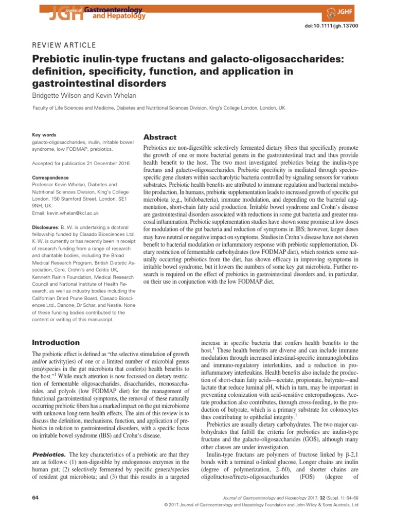 Prebiotic Inulin-Type Fructans and Galacto-Oligosaccharides: de ...