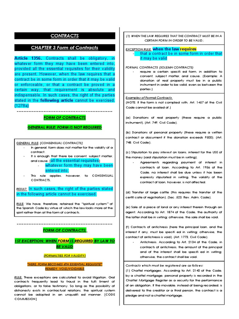 CHAPTER 3 Form of Contracts 1356-1358 | PDF | Government Information ...
