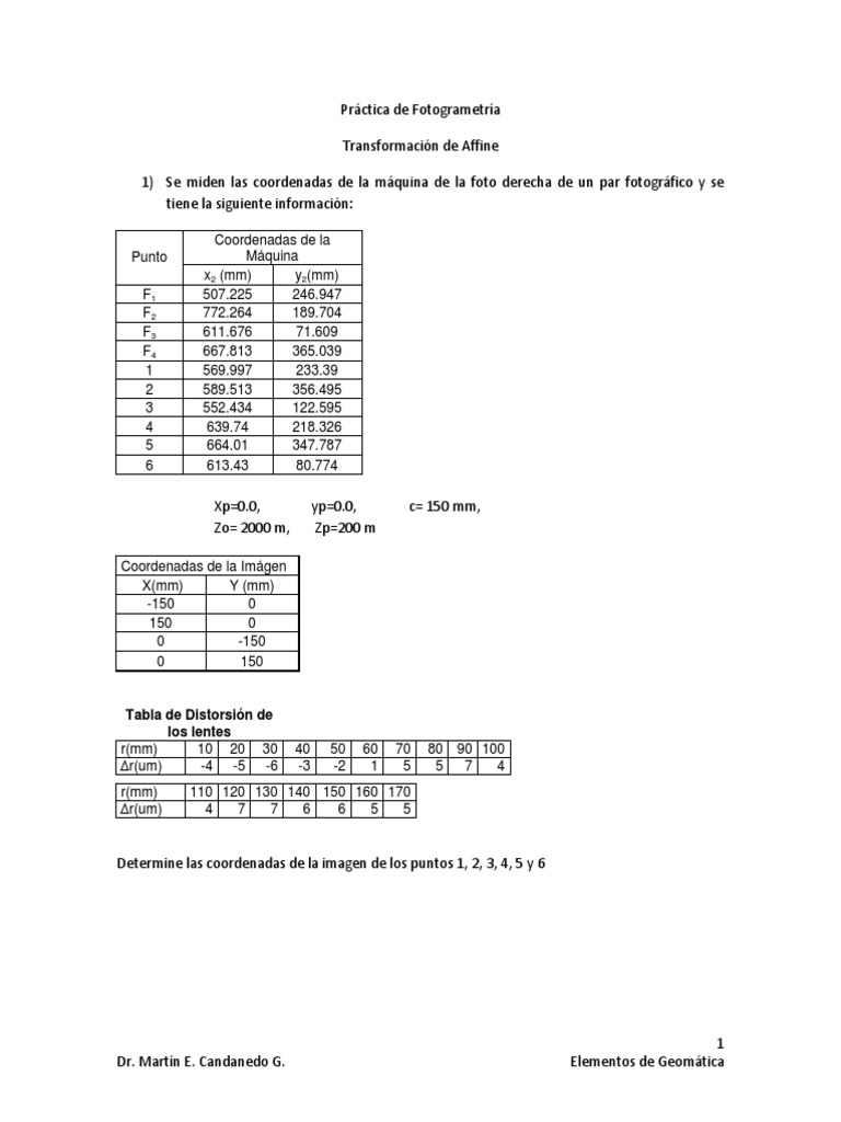 Transformación Afín en Fotogrametría | PDF | Análisis matemático ...