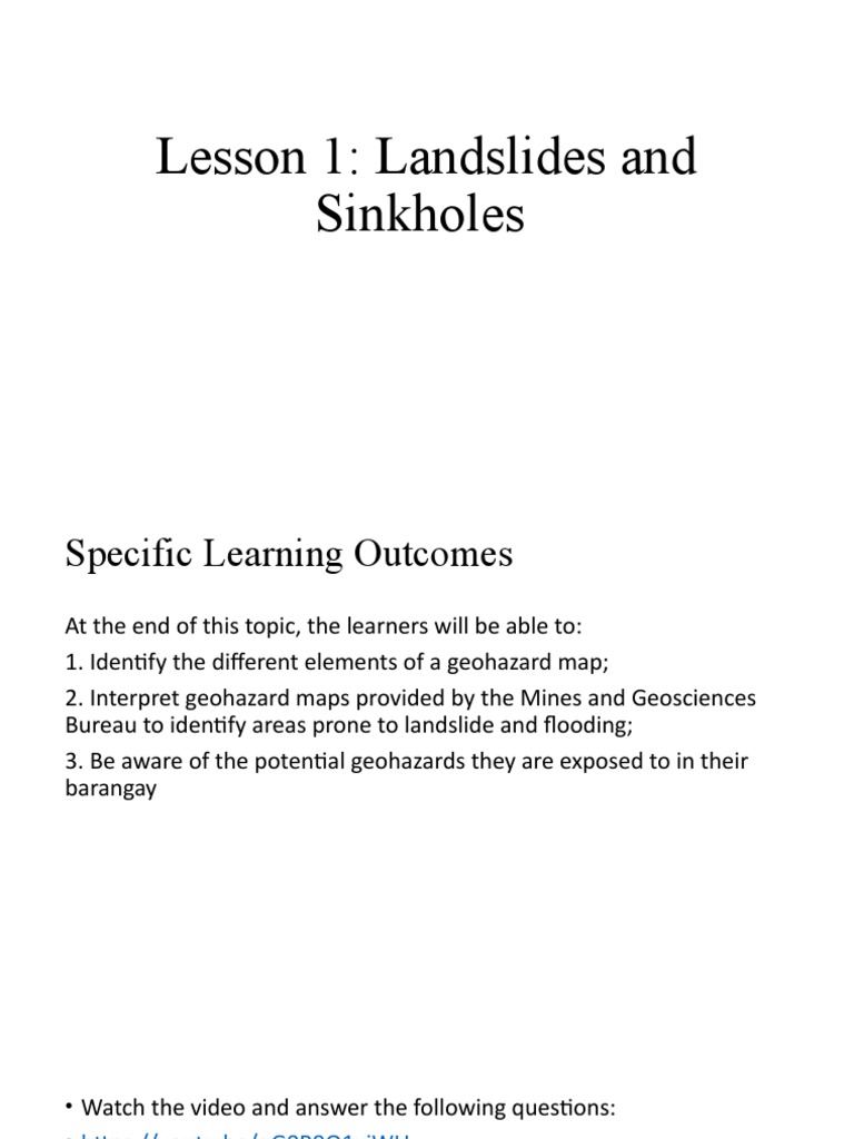 Lesson 1: Landslides and Sinkholes | PDF