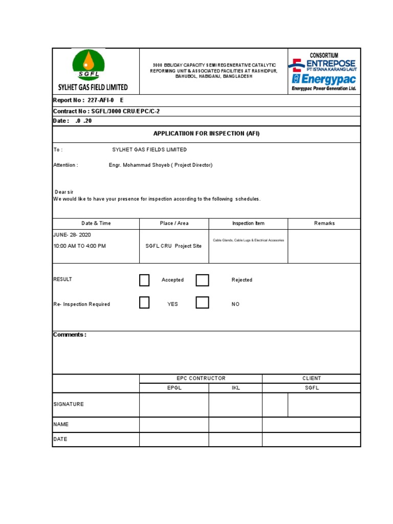 3000 BBL/DAY CRU INSPECTION REQUEST | PDF