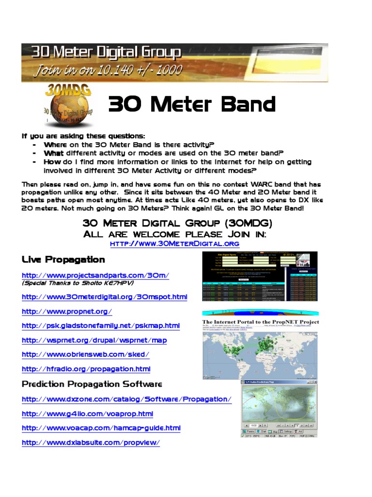 30 Meter Band Activity and Frequencies | PDF | Radio | Antenna (Radio)
