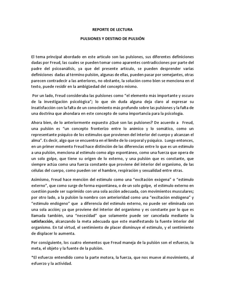 Pulsiones y Destinos de Pulsión | PDF | Psicoanálisis | Sigmund Freud