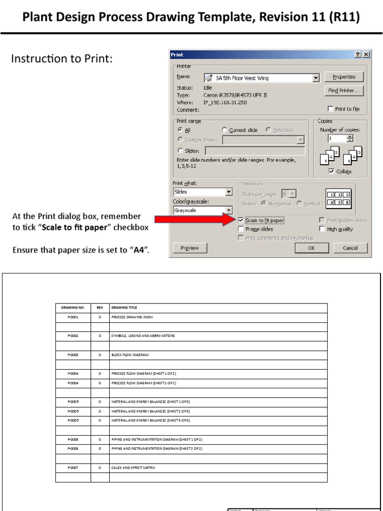 Instruction To Print:: Plant Design Process Drawing Template, Revision ...