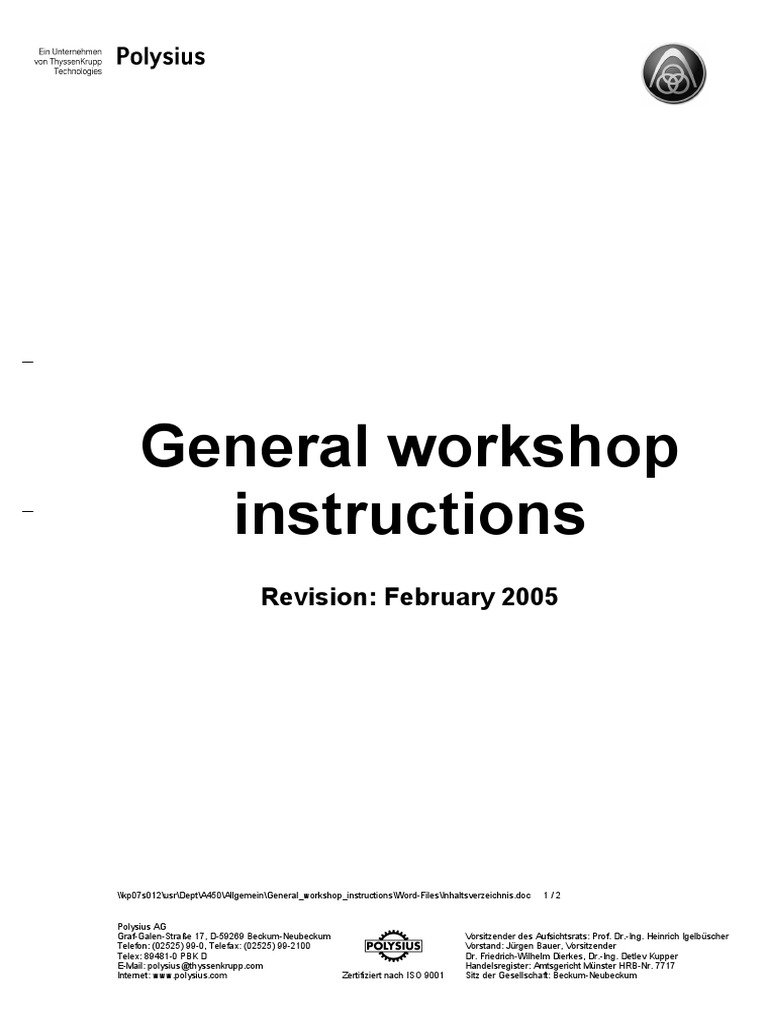 General Workshop Instructions 05-02 EN PDF | PDF | Welding | Construction