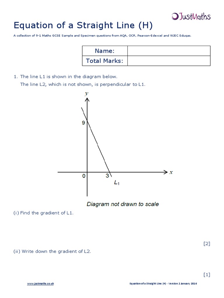 GCSE Maths Sample Questions on Straight Line Equations | PDF | Line ...