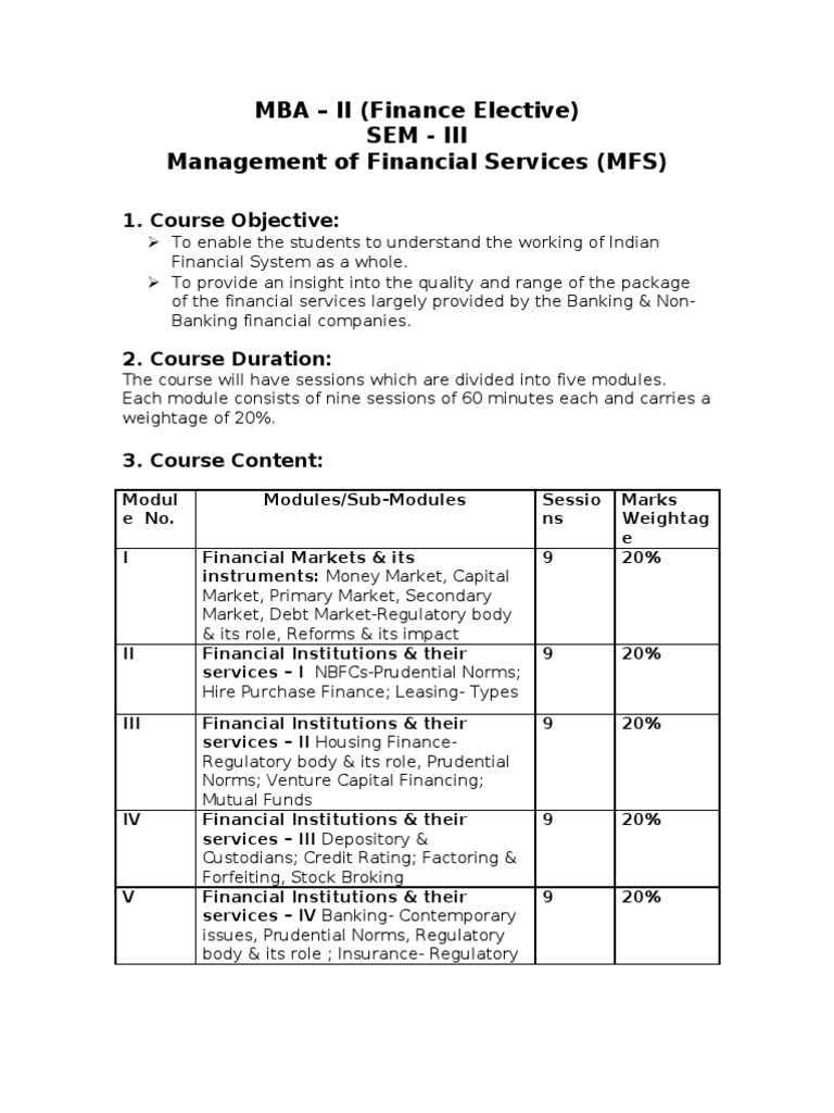 Management of Financial Services | PDF