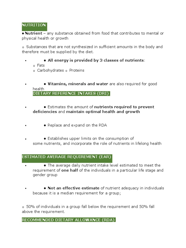 Understanding Nutrition: An Overview of Key Nutrients, Dietary ...