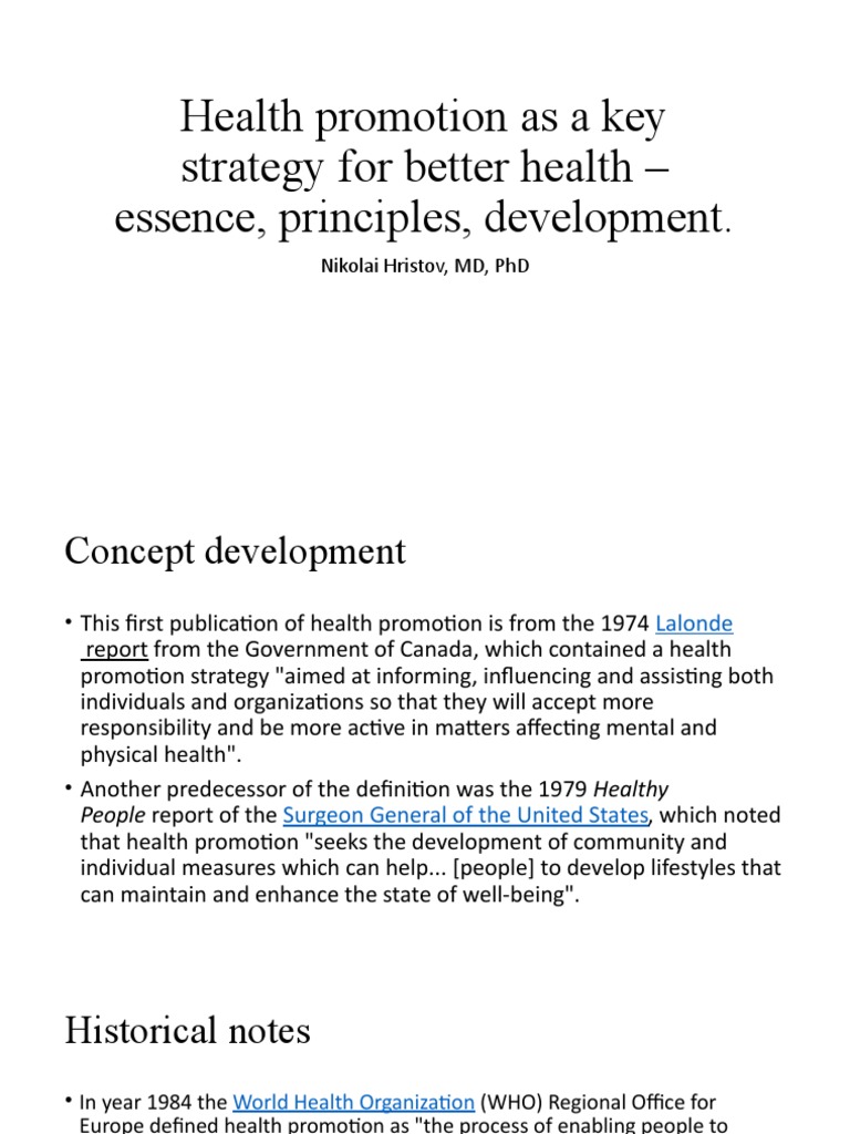 Health Promotion As A Key Strategy For Better Health - Essence ...