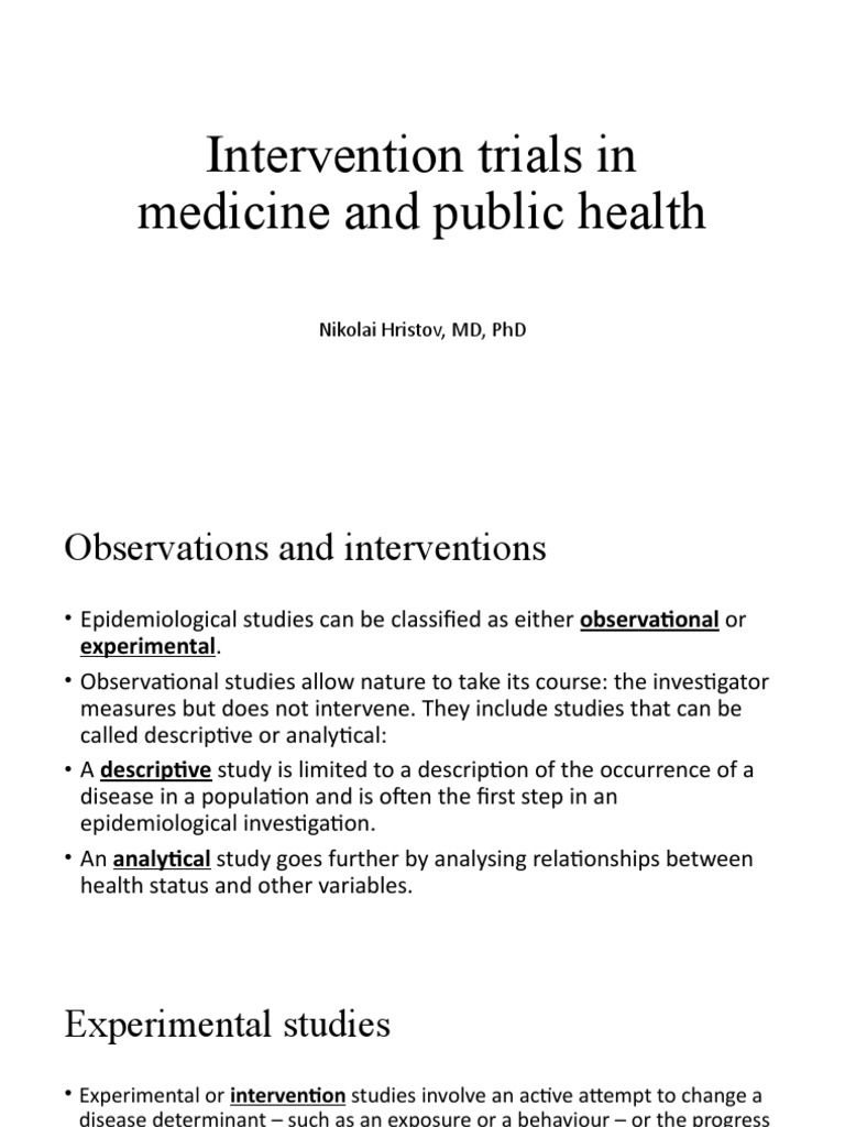 Intervention Trials in Medicine and Public Health: Nikolai Hristov, MD ...