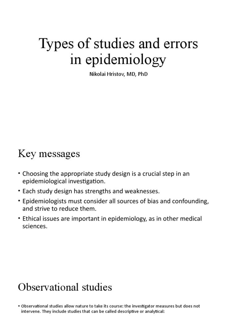 Types of Studies in Epidemiology | PDF | Epidemiology | Observational Error