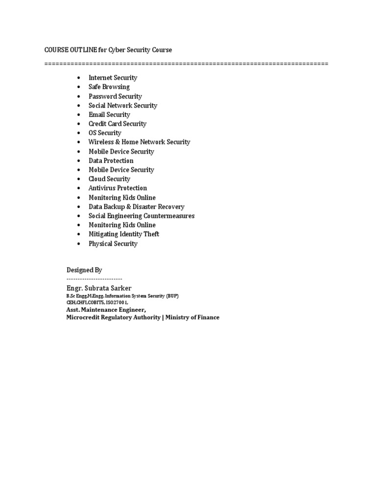 Cyber Security Course Outline | PDF