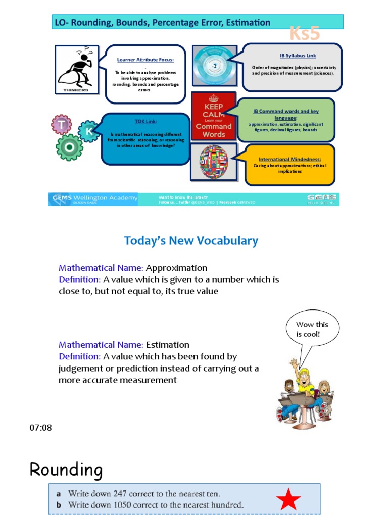 LO-Rounding, Bounds, Percentage Error, Estimation: Learner Attribute ...
